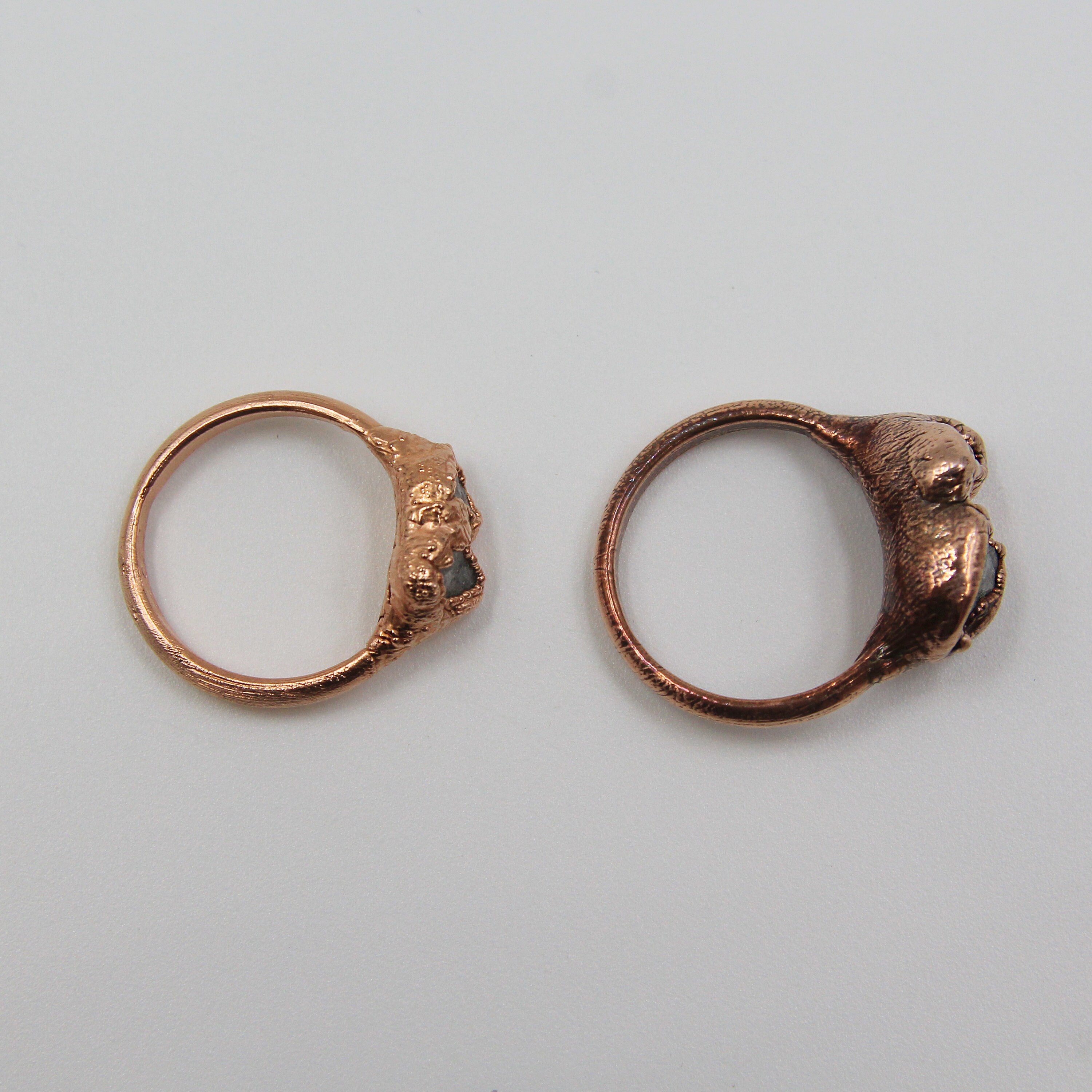 Rose Quartz and Aquamarine Ring With Electroformed Copper Band - Etsy