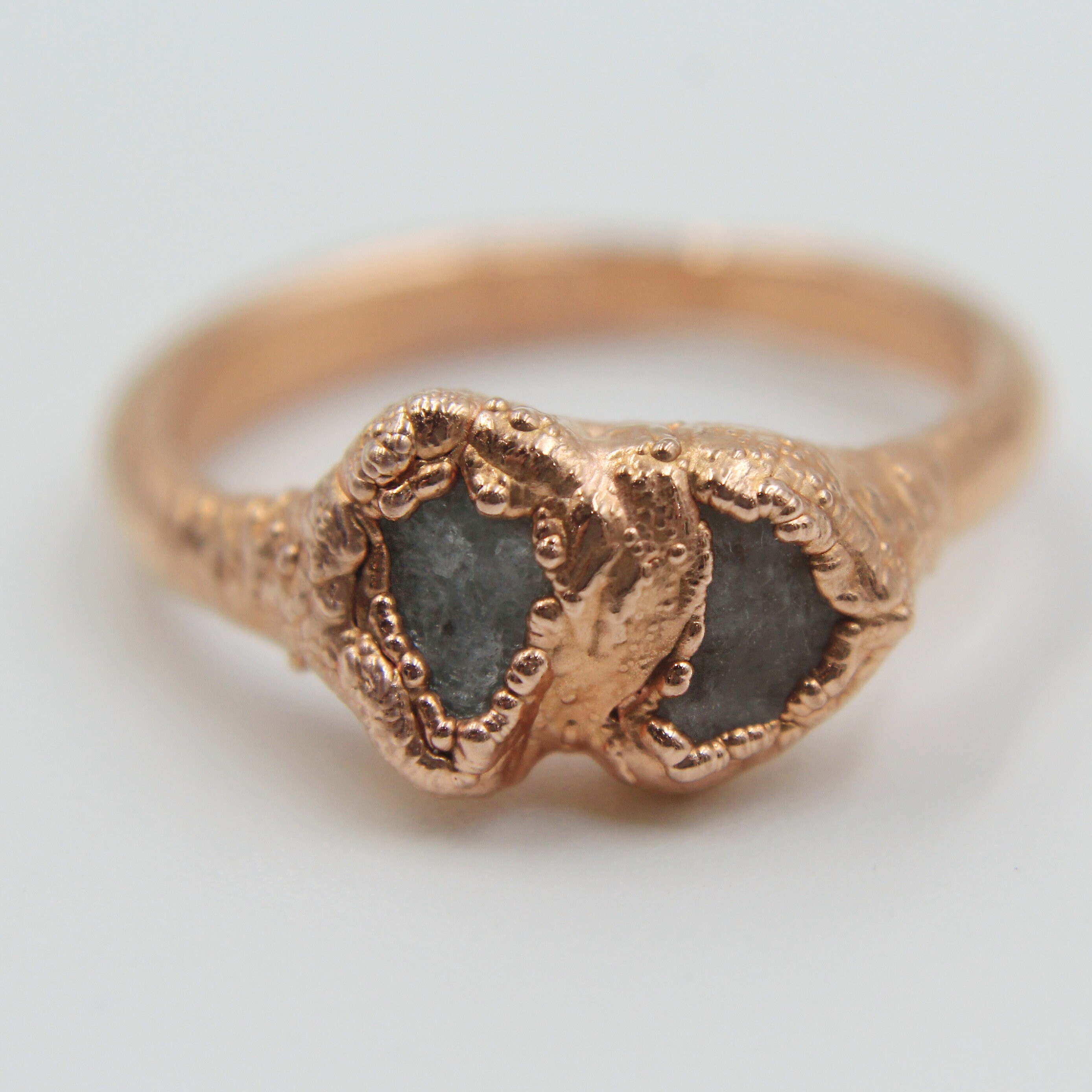 Rose Quartz and Aquamarine Ring With Electroformed Copper Band - Etsy