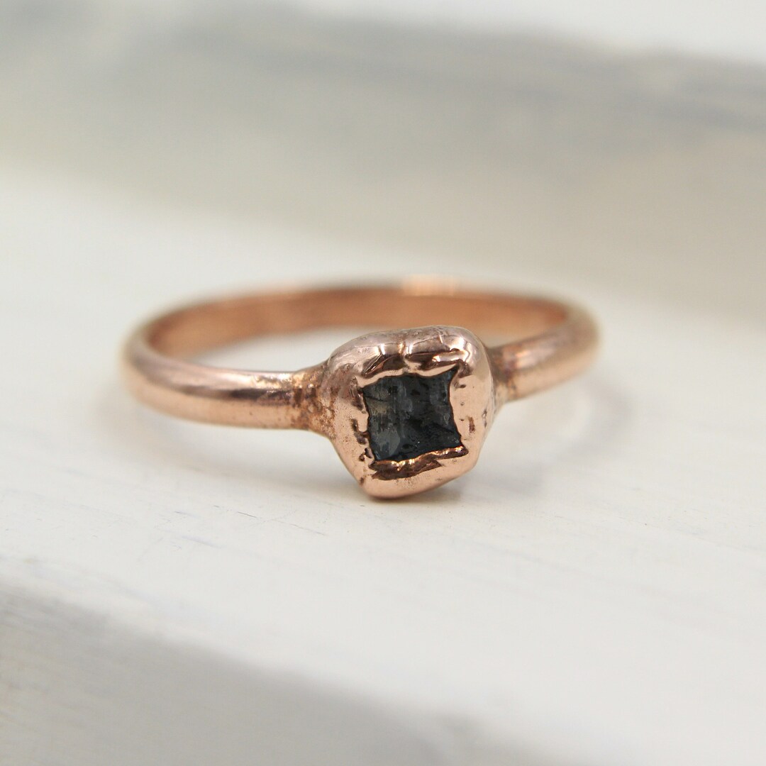 Blue Apatite Ring With Electroformed Copper Band // Raw Stone - Etsy