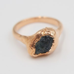 Blue Apatite Ring With Electroformed Copper Band // Raw Stone Ring ...