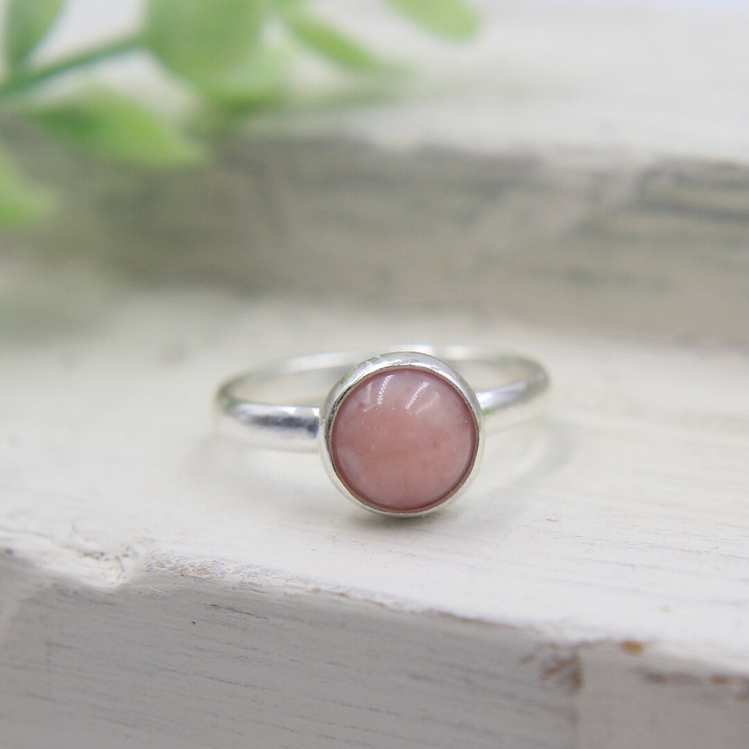 Pink Opal Ring With Sterling Silver Band // Pink Ring // Everyday Ring ...