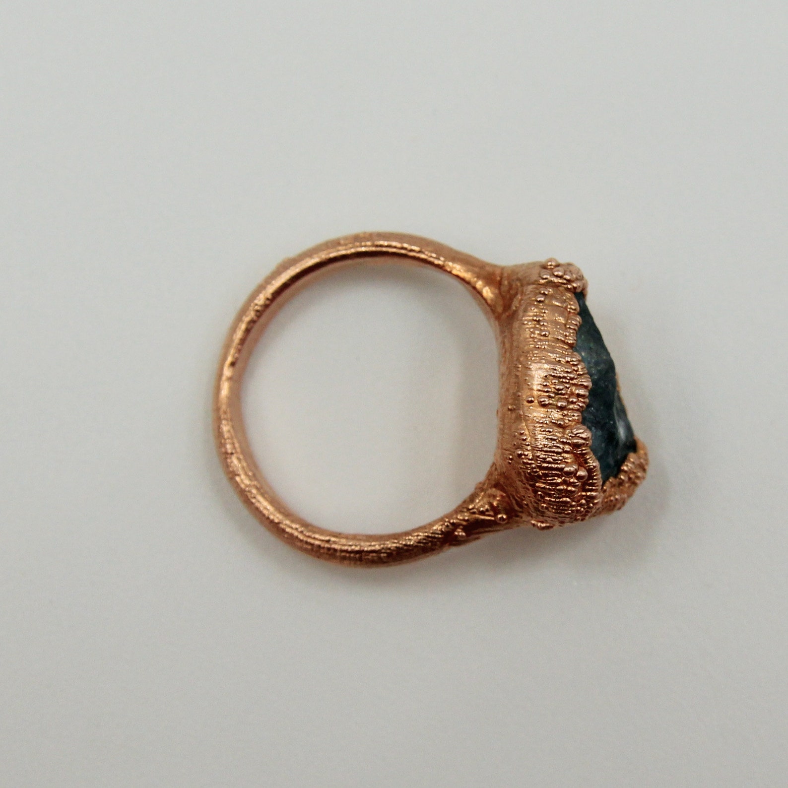 Blue Apatite Ring With Electroformed Copper Band // Raw Stone - Etsy