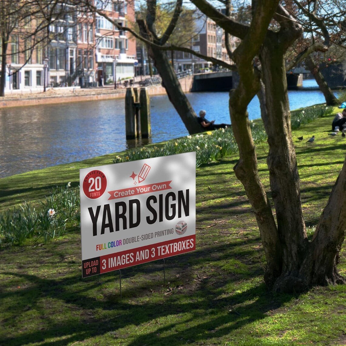 2PK - Corrugated Yard Sign: Personalized Outdoor Display (24x18, Double ...