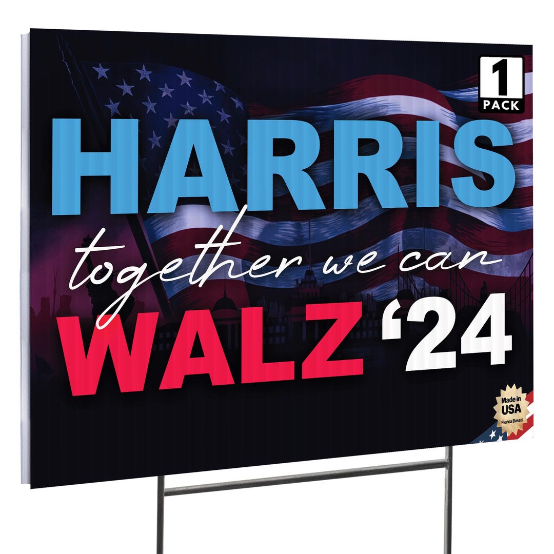 Harris Walz 2024 Yard Sign With Stakes, Double Sided Political Yard ...