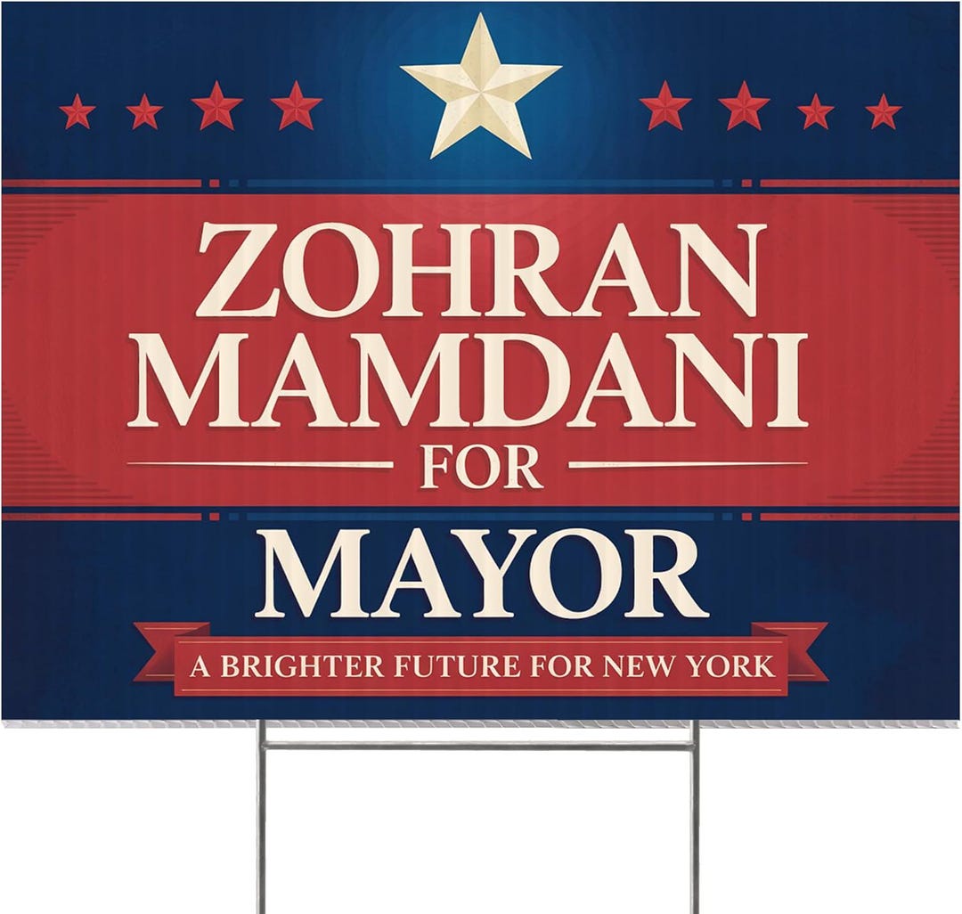 24x18" Zohran Mamdani New York Mayor 2025 Election Yard Sign With ...