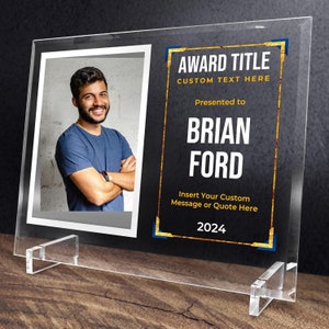 Personalized Glass Picture Frame for Awards, Custom Glass Award Plaque ...