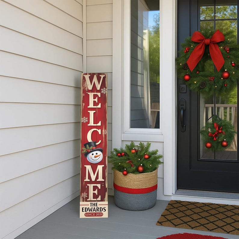Custom Christmas Porch Sign: 48" Family Name Welcome Decor - Etsy