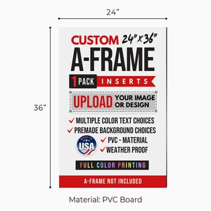 24"x36" Custom A-frame Sign Board With Full Color Print and Text ...