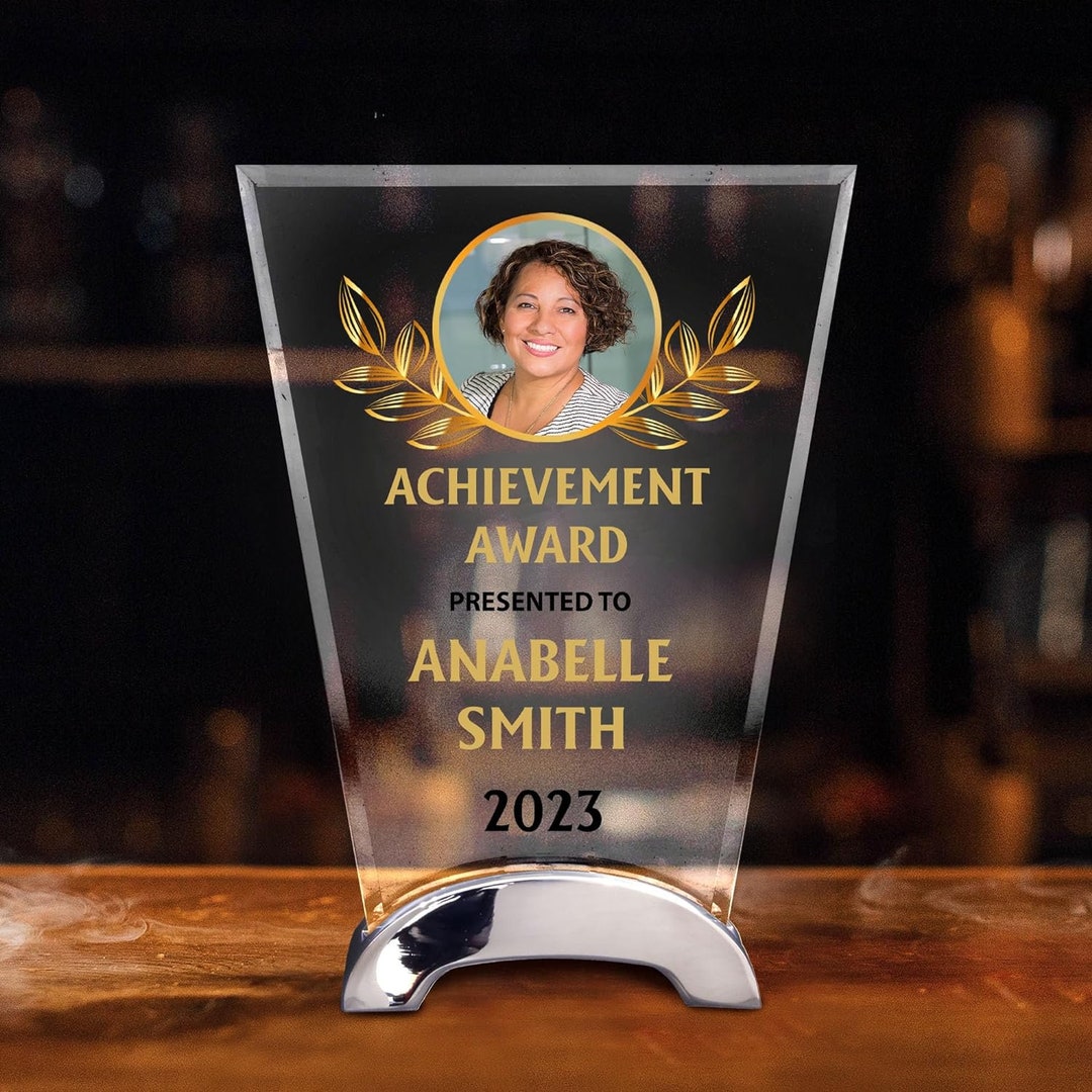 7 1/2 Personalized Glass Plaque for Awards, Custom Award for Employee ...