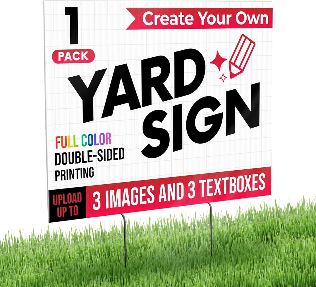 1PK- 24x18 Custom Double Sided Yard Sign: Full Color With Metal Stakes ...