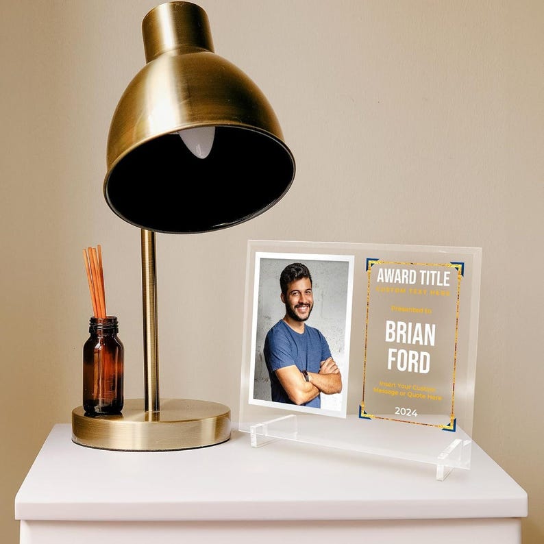Personalized Acrylic Glass Award Plaque: Custom Photo Frame, Employee ...