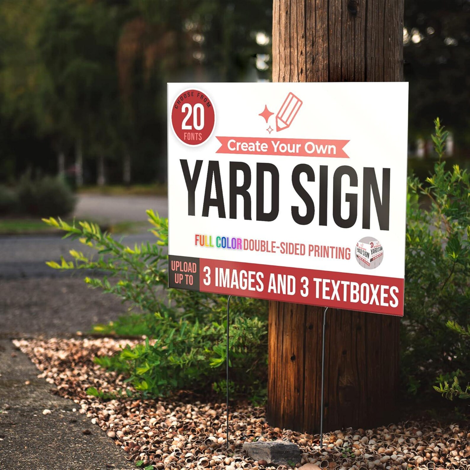 2PK - Corrugated Yard Sign: Personalized Outdoor Display (24x18, Double ...
