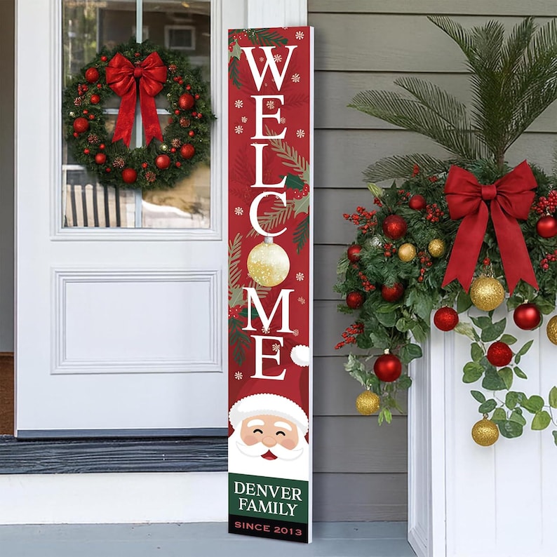 Custom Christmas Porch Sign: Personalized Family Name Welcome Decor - Etsy
