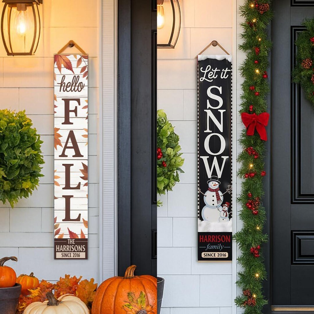 Seasonal Porch Sign: Christmas & Thanksgiving (personalized, Durable ...