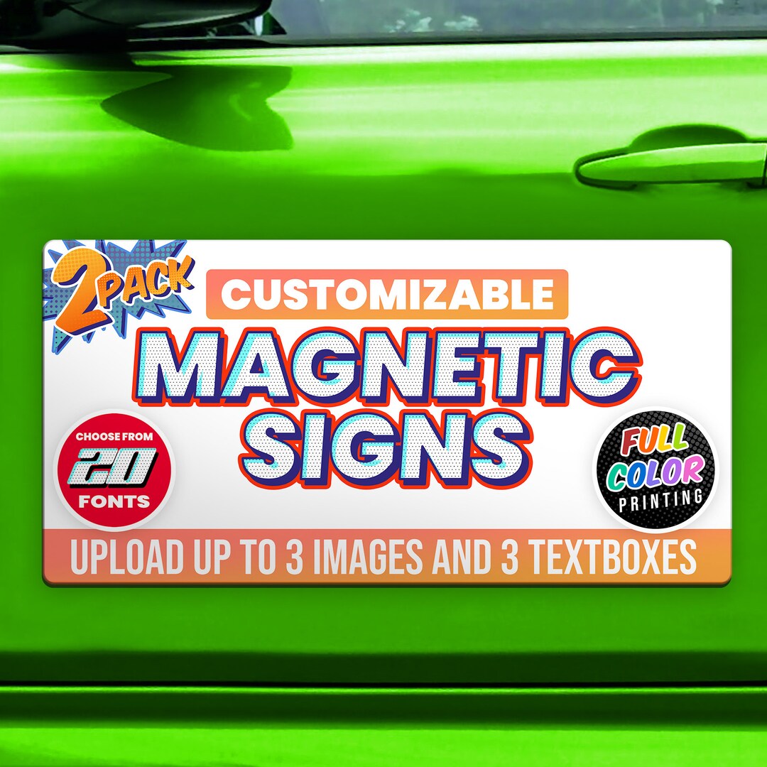 2-pack,12"x24" Custom Magnet Signs in Full Color for Company Storefront ...