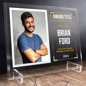Personalized Glass Picture Frame for Awards, Custom Glass Award Plaque ...