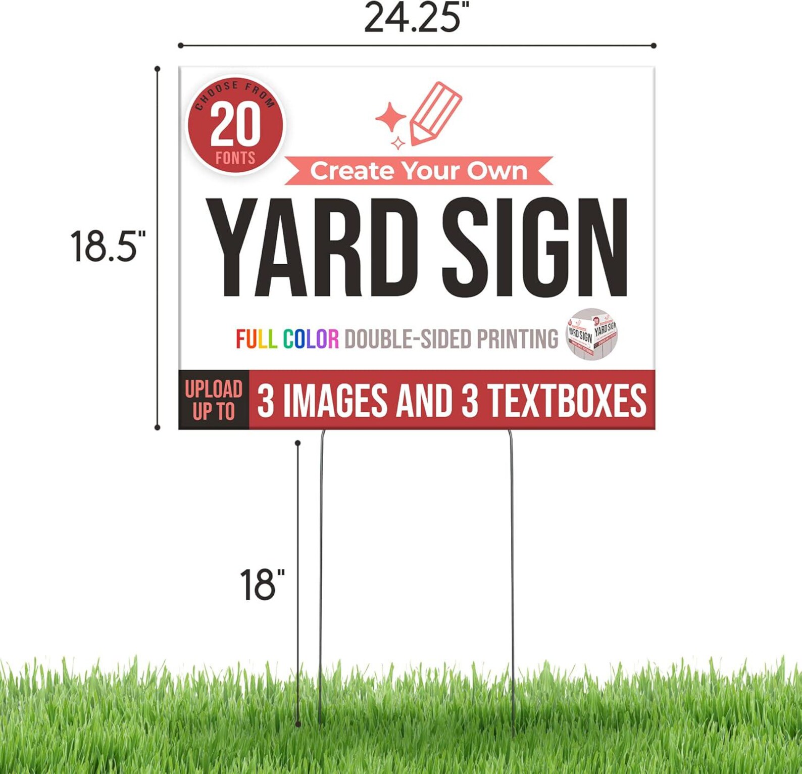 2PK - Corrugated Yard Sign: Personalized Outdoor Display (24x18, Double ...