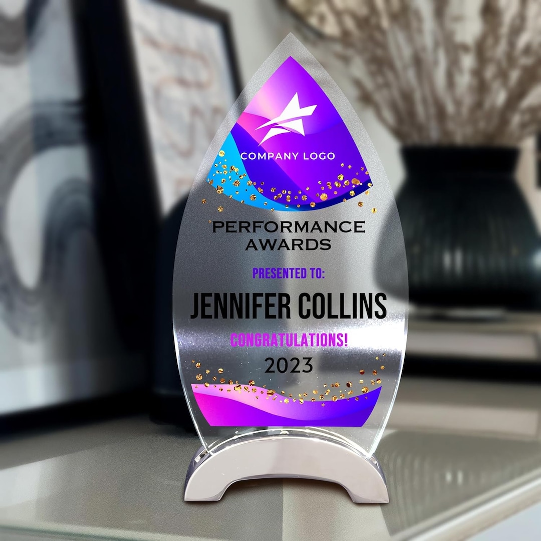 7 1/2" Personalized Glass Plaque for Awards and Trophies, Custom Award ...