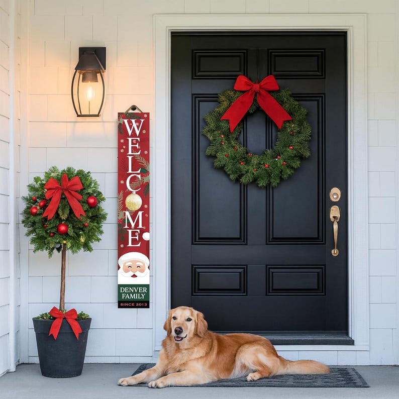 Custom Christmas Porch Sign: Personalized Family Name Welcome Decor - Etsy