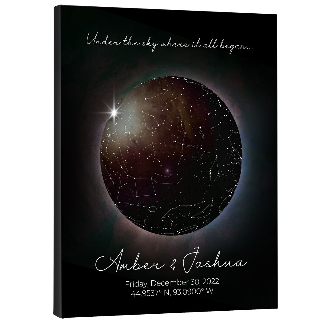 Custom Star Map Canvas Wall Art, Personalized Star Constellation Map ...
