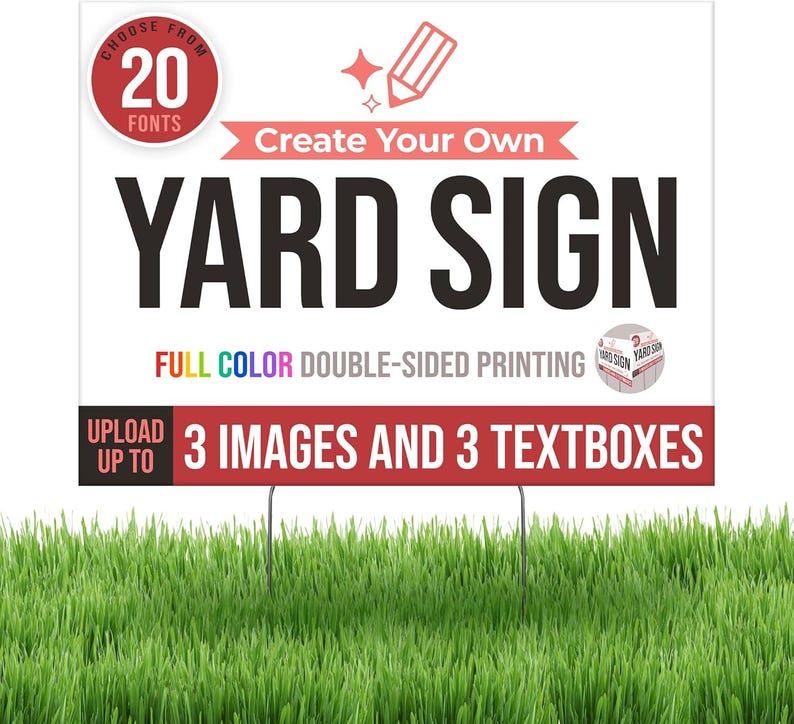 Custom Double Sided Yard Sign (2 Pack) - Full Color Corrugated Plastic ...