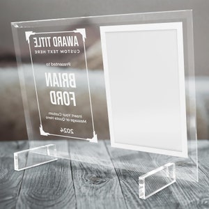 Personalized Glass Picture Frame for Awards, Custom Glass Award Plaque ...