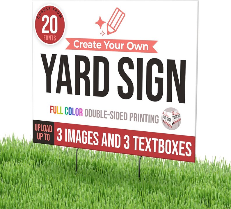 2PK - Corrugated Yard Sign: Personalized Outdoor Display (24x18, Double ...