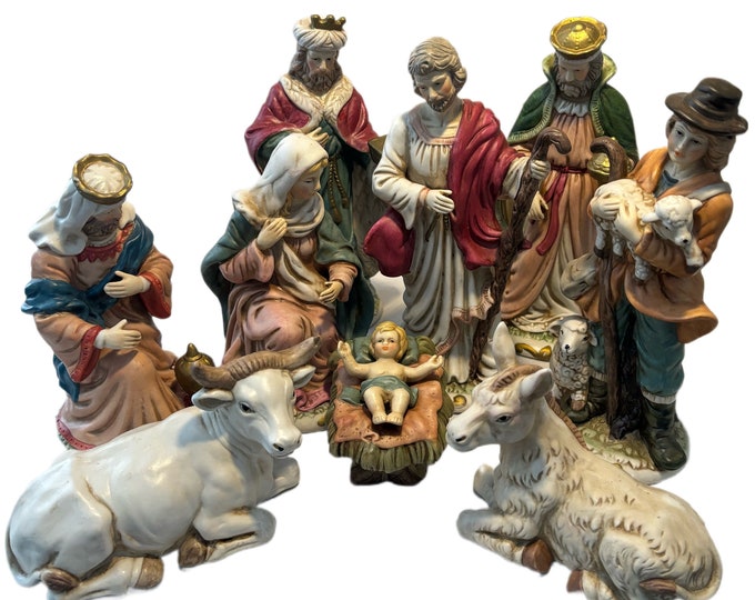Vintage 9 Piece Porcelain Nativity Set Deluxe Collector's Edition Hand ...