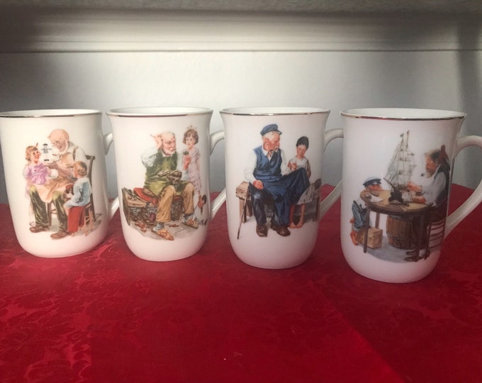 SALE - NORMAN Rockwell's Coffee Mugs Museum Collection Set of 4 - Etsy