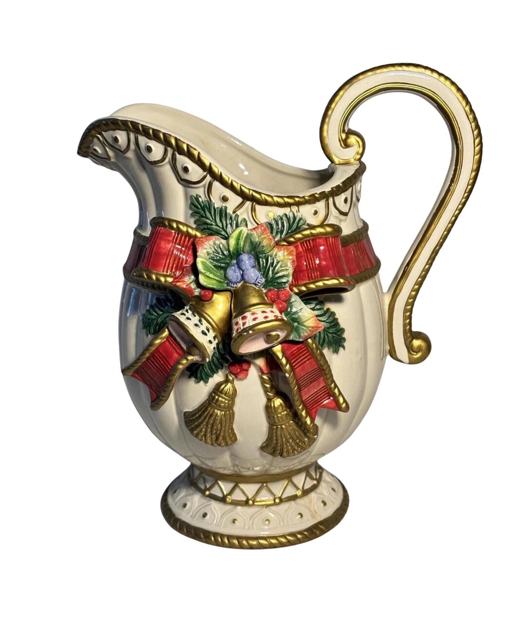Vintage Fitz and Floyd Christmas Deer Pitcher - Etsy
