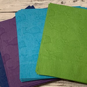 Whale Napkins, Embossed Napkins, Baby Shower, Birthday Party, Ahoy It's ...