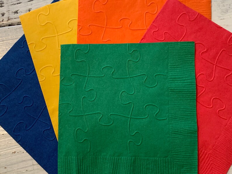 Puzzle Napkins, Embossed Beverage Napkins, Game Night, Jigsaw Puzzle ...
