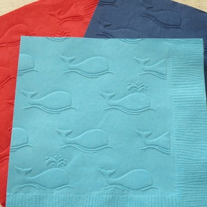 Whale Napkins, Embossed Napkins, Baby Shower, Birthday Party, Ahoy It's ...