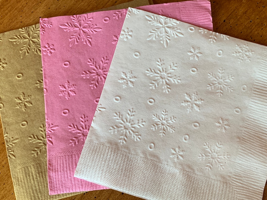 Snowflake Napkins, Embossed Beverage Napkins, Winter Wedding, Frozen ...