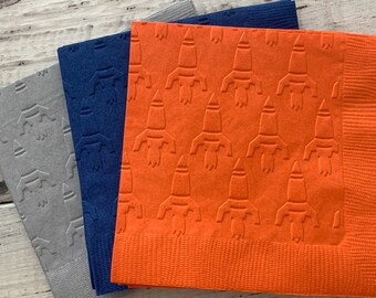 Rocket Ship space Hand Embossed Cocktail Napkins - Etsy