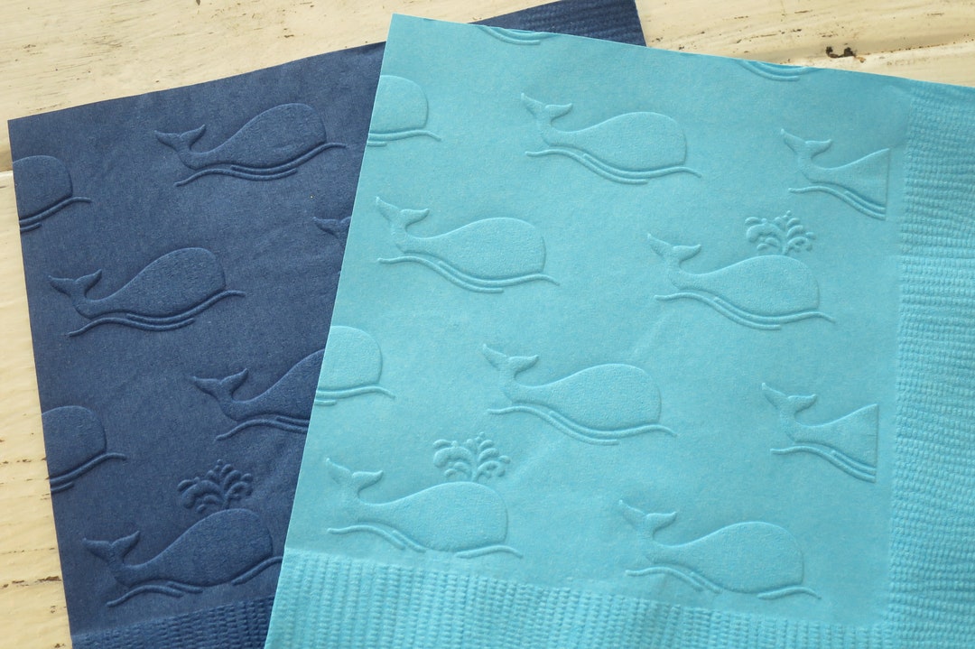 Whale Napkins, Embossed Napkins, Baby Shower, Birthday Party, Ahoy It's ...