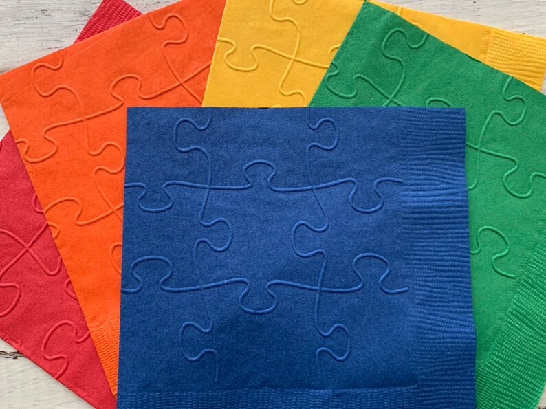 Puzzle Napkins, Embossed Beverage Napkins, Game Night, Jigsaw Puzzle ...