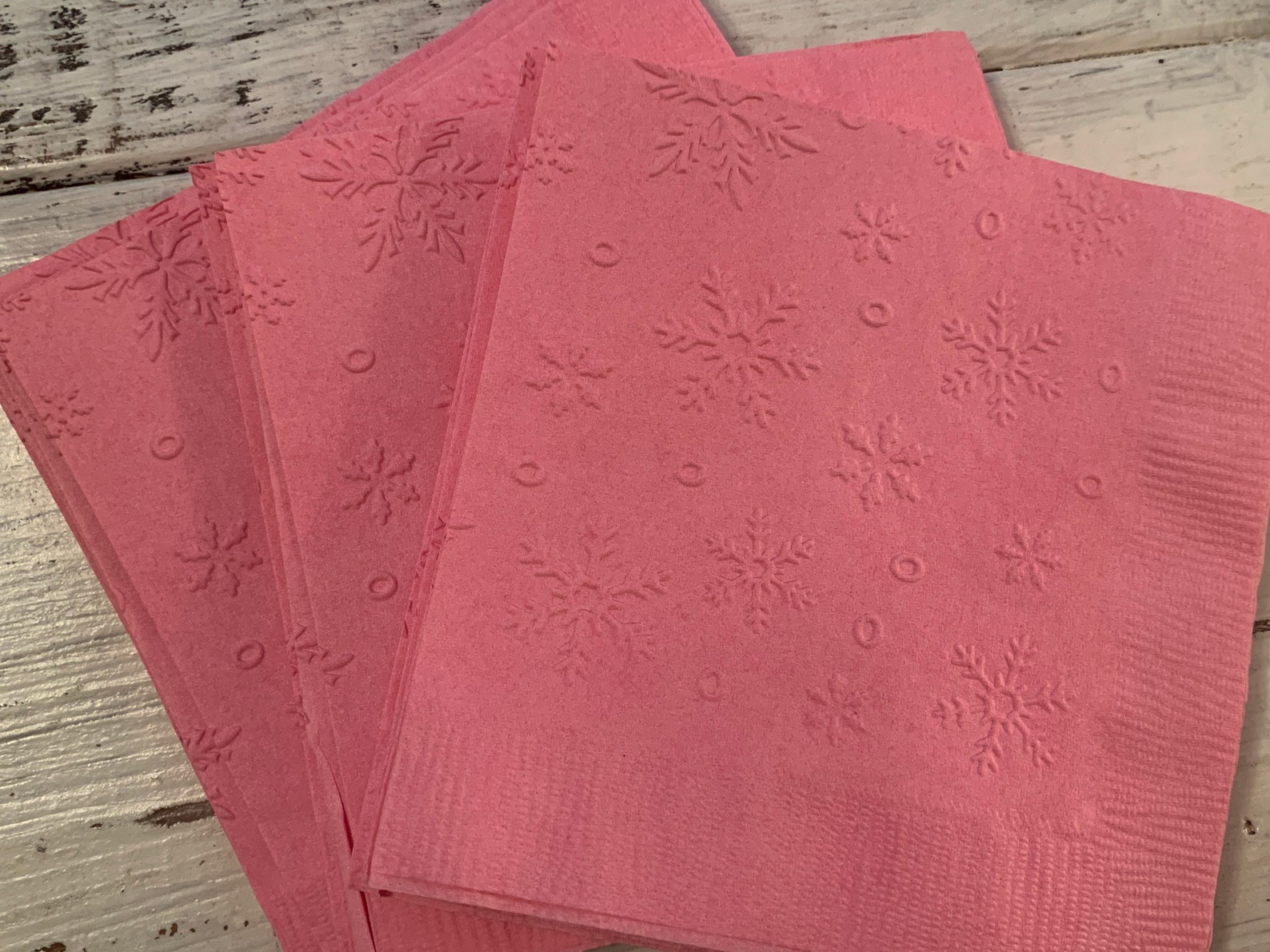 Snowflake Napkins Embossed Beverage Napkins Winter Wedding | Etsy