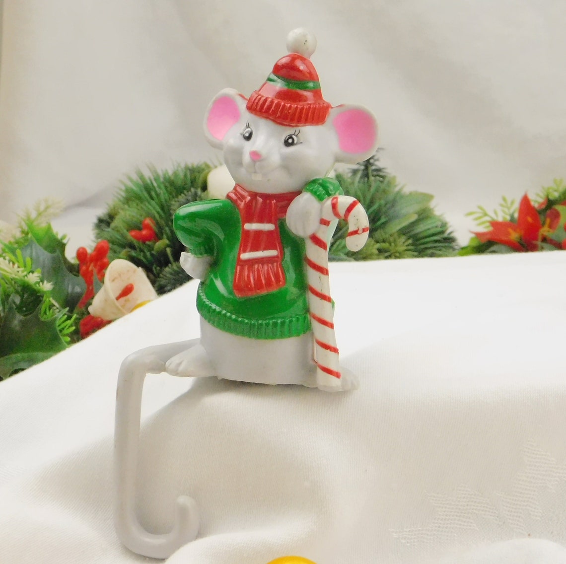 Vintage JSNY Christmas Mouse Stocking Holder Holiday - Etsy