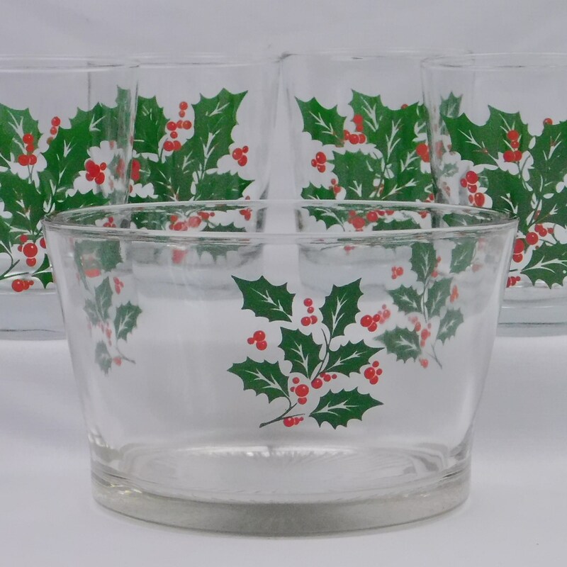 Holly Punch Bowl - Etsy