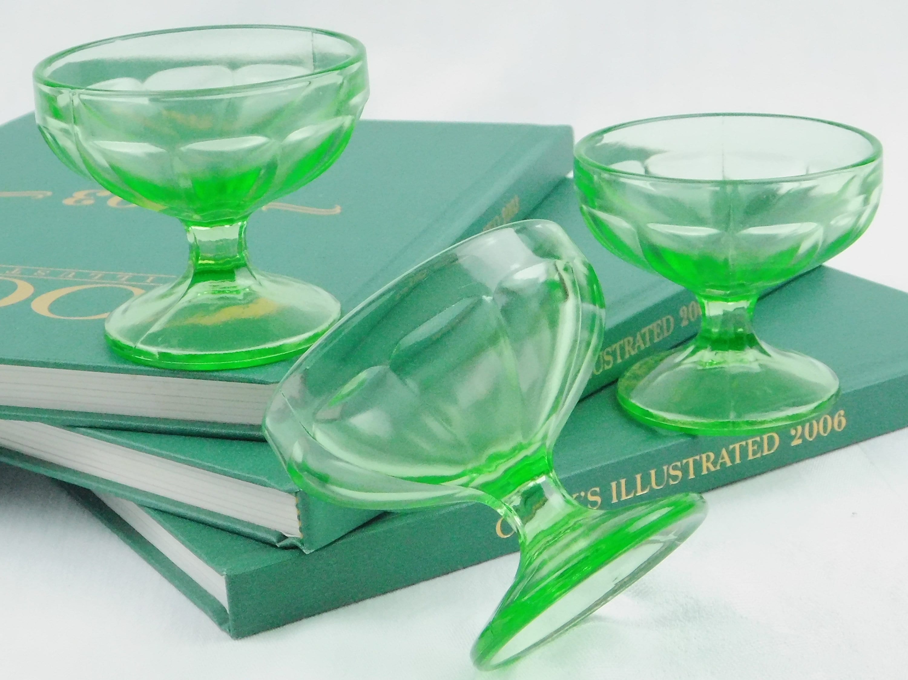 Home & Living Federal Green Depression Glass Low Sherbet Dinnerware ...