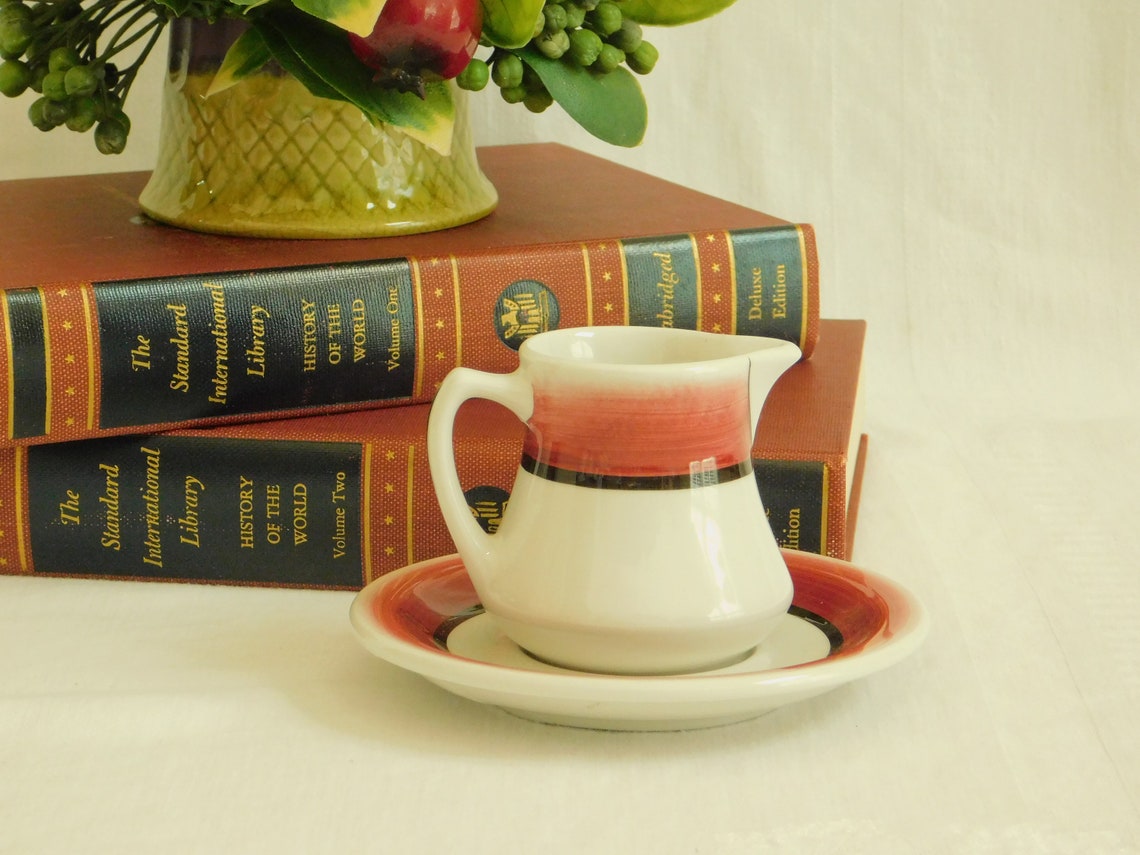 Vintage Red Mayer China Mini Creamer Pitcher and Saucer Set | Etsy
