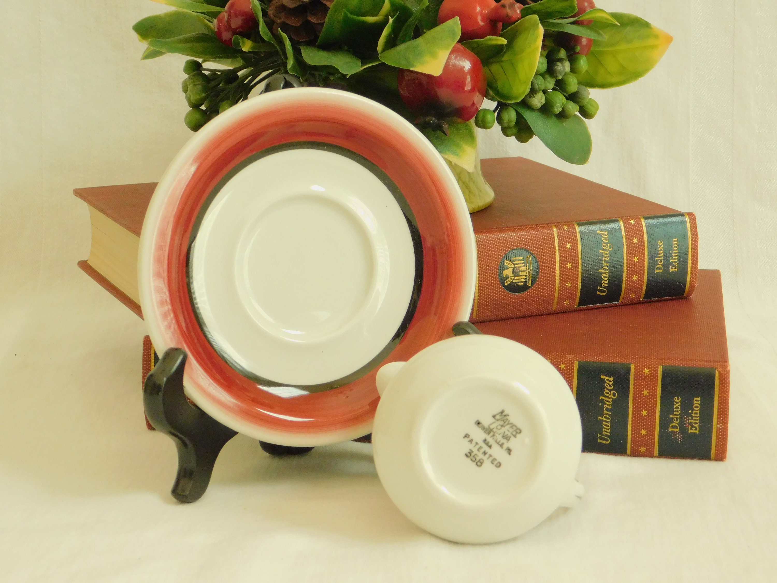 Vintage Red Mayer China Mini Creamer Pitcher and Saucer Set | Etsy