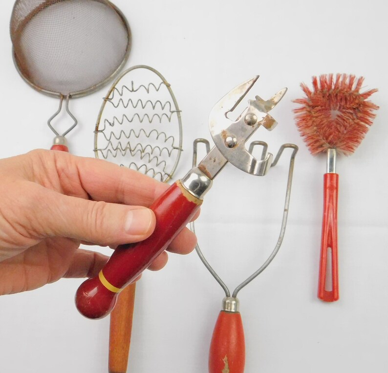 Choice of Red Handled Wooden Kitchen Utensils. Vintage - Etsy