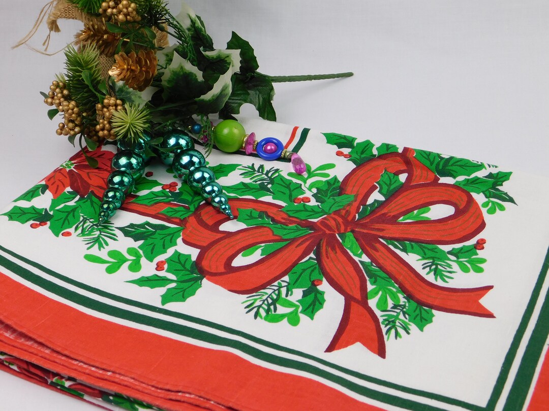 Vintage 1961 Town & Country Christmas Tablecloth 58x82 Rectangle ...