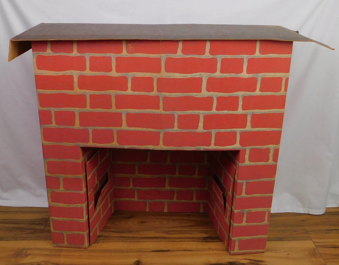 Faux Life-size Cardboard Fireplace. Vintage Holiday MCM Christmas ...