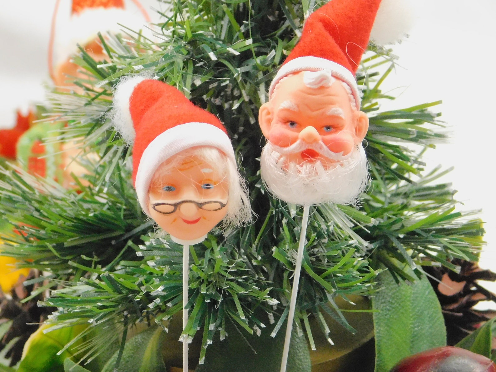 Santa and Mrs. Claus Head Picks for Wreath Floral - Etsy