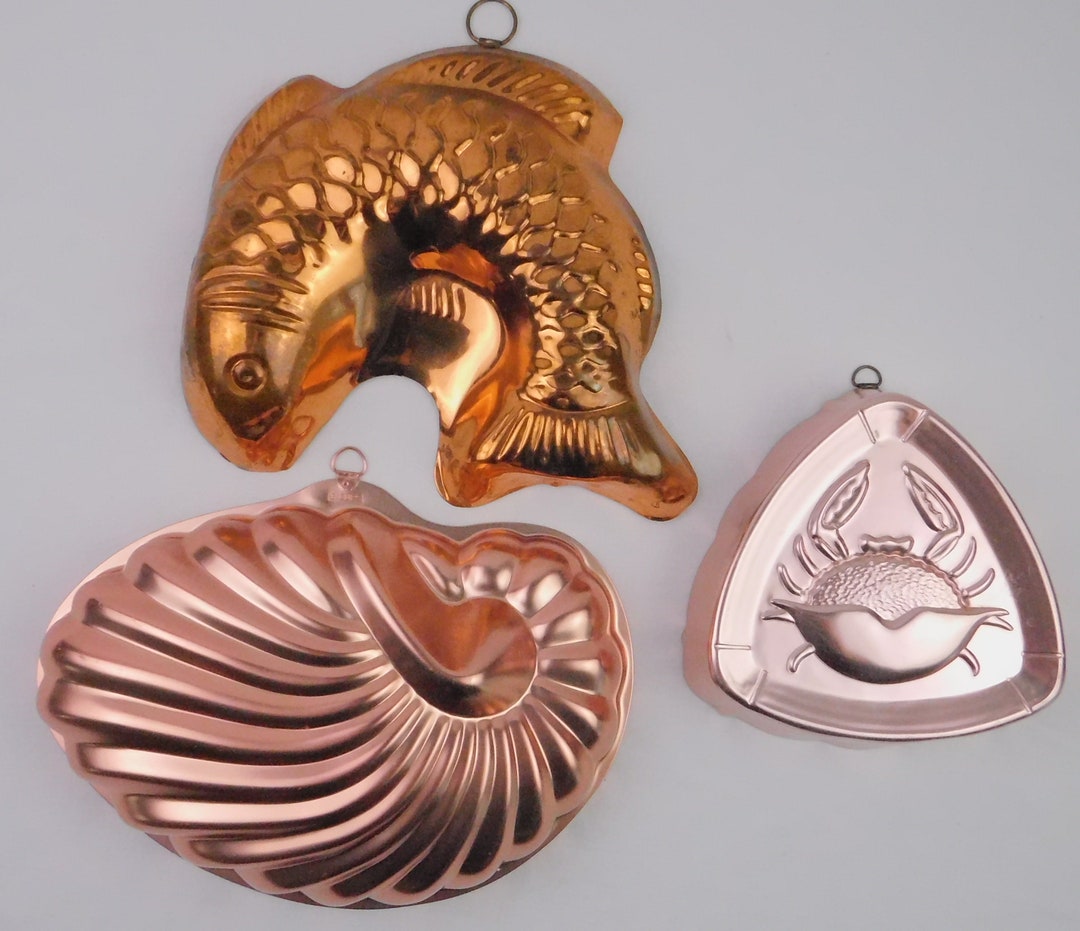Vintage Copper Molds: Coastal Farmhouse Kitchen Wall Decor - Etsy