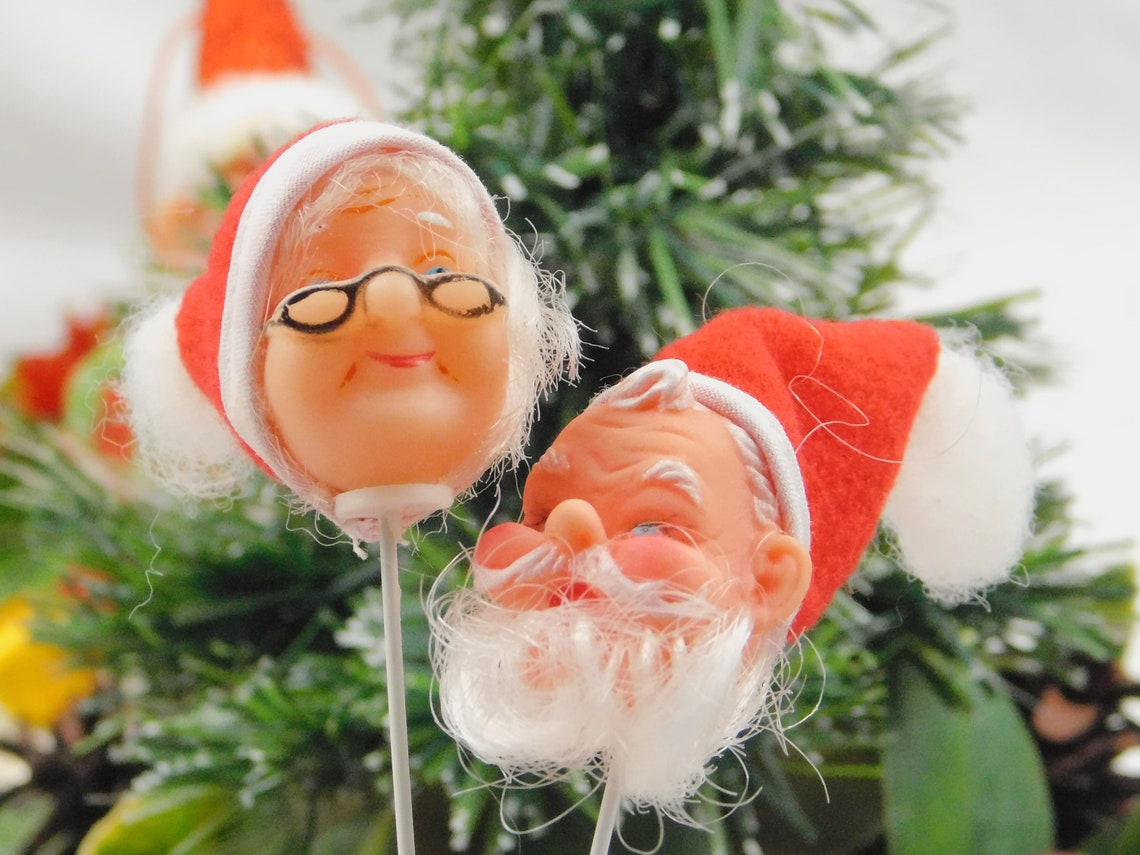 Santa and Mrs. Claus Head Picks for Wreath Floral - Etsy