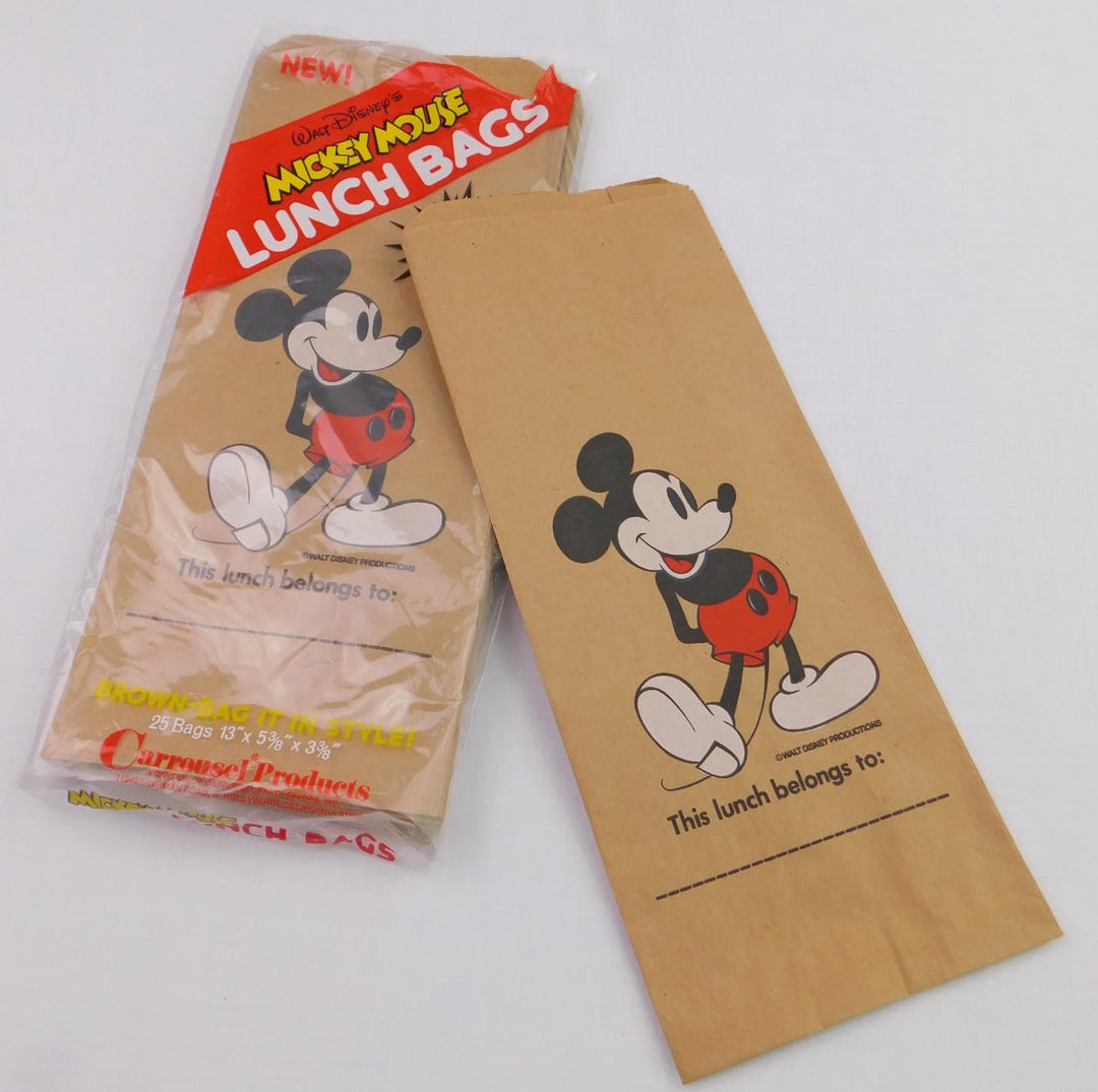 21 Mickey Mouse Lunch Bags. Vintage Personalized Brown Paper Lunch Bags ...